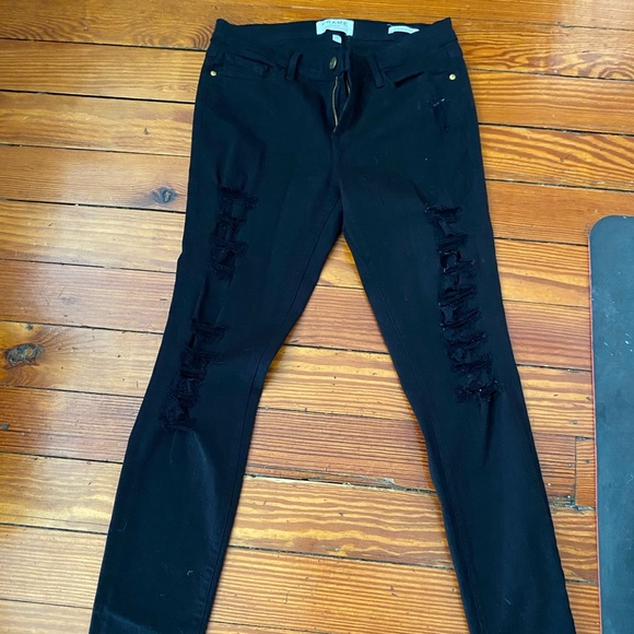 Frame Denim | Jeans | Frame Stretch Straight Leg Ripped Jeans | Poshmark